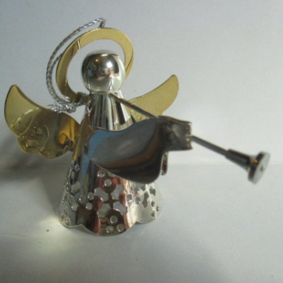 International Silver | Holiday | Shiny Silver Gold Trumpet Angel ...
